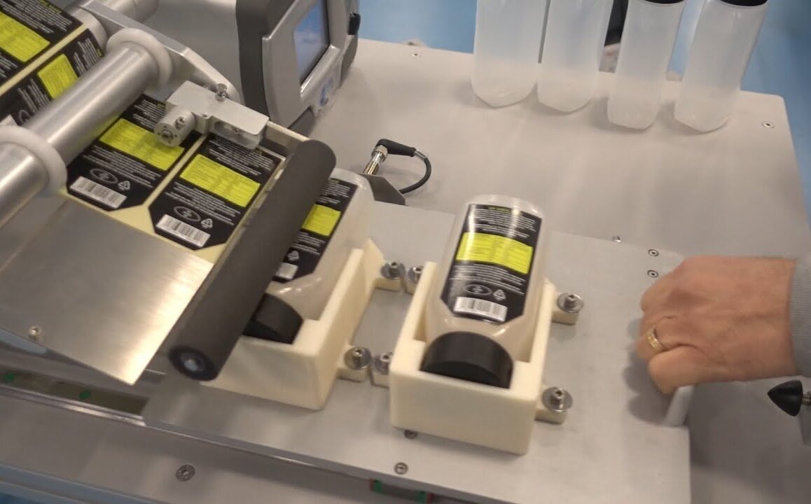 ALmatic E Desktop Oval Bottle Labelling Machine - ALTech UK